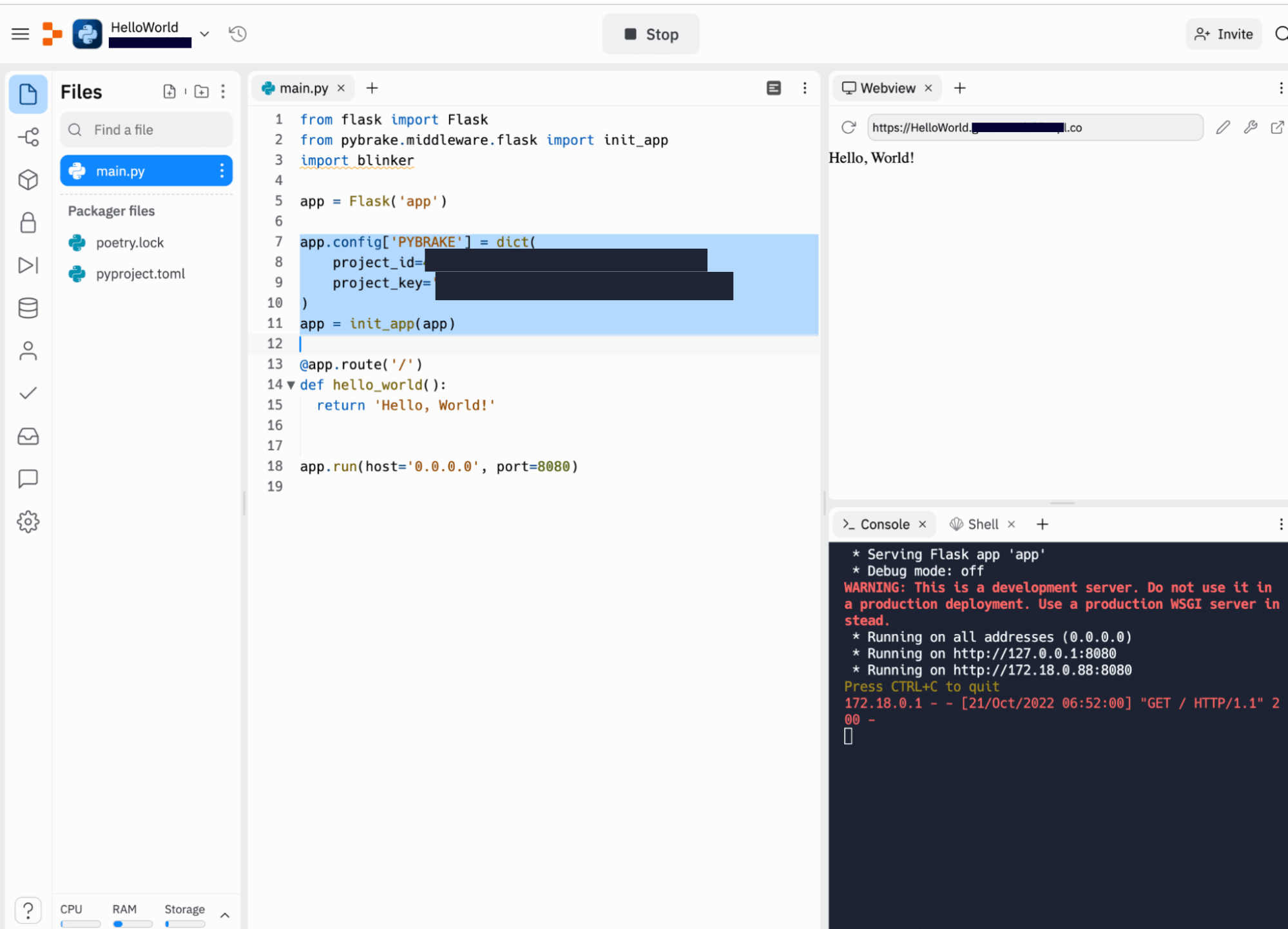 Hello World Monitoring Your Python Api In Replit Using Airbrake